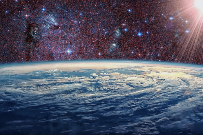 Cosmic Earth Space Wallpaper with Stars