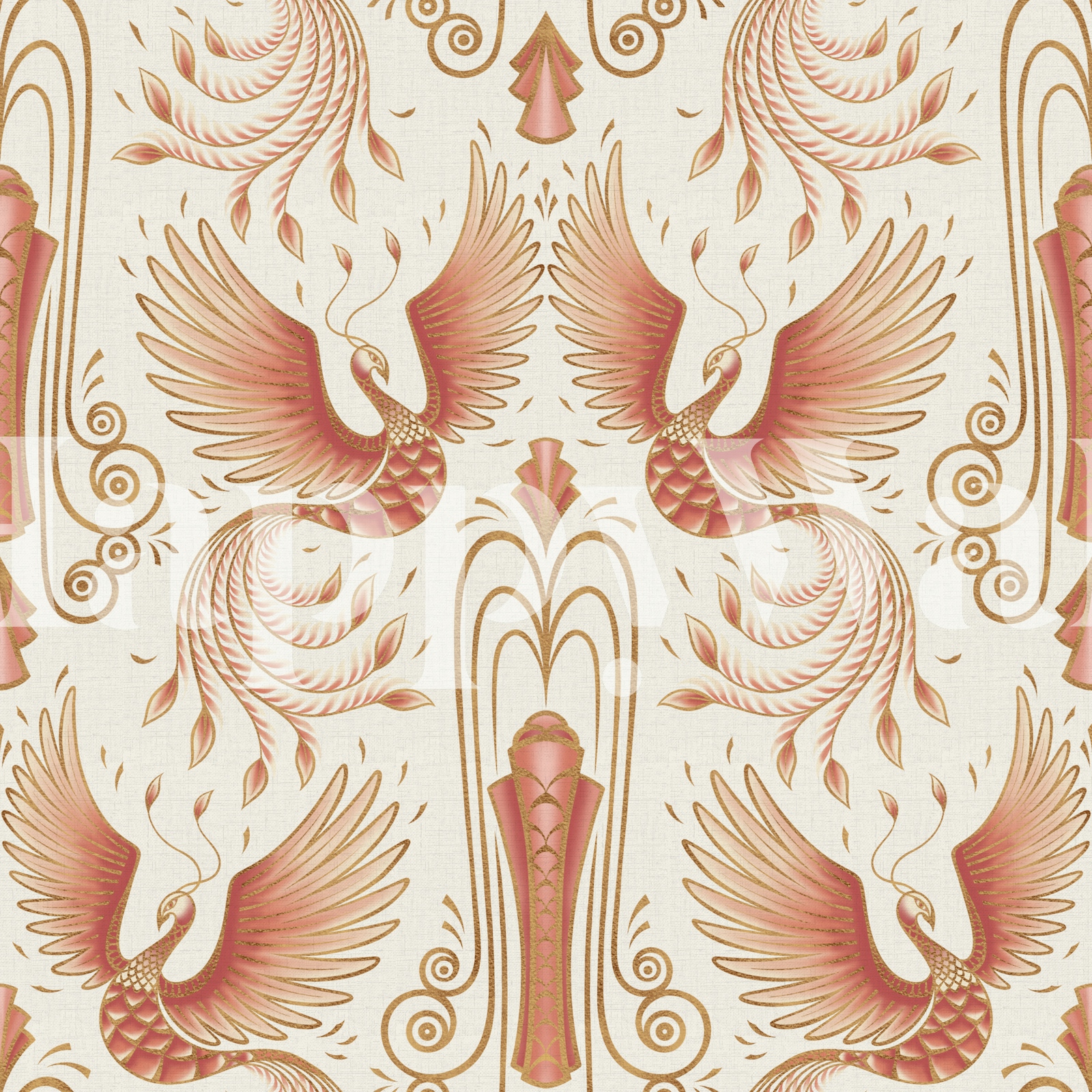 Phoenix Wallpaper on Light Pink | Happywall.com