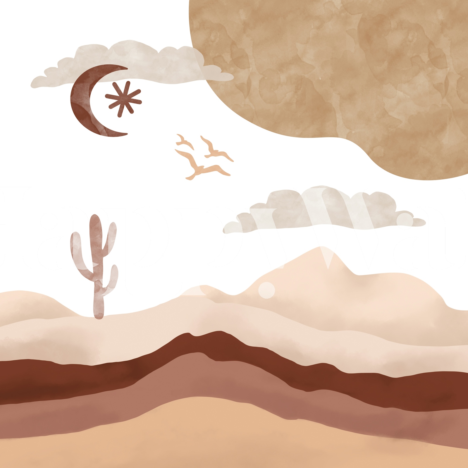 Simple Desert Landscape B - Happywall