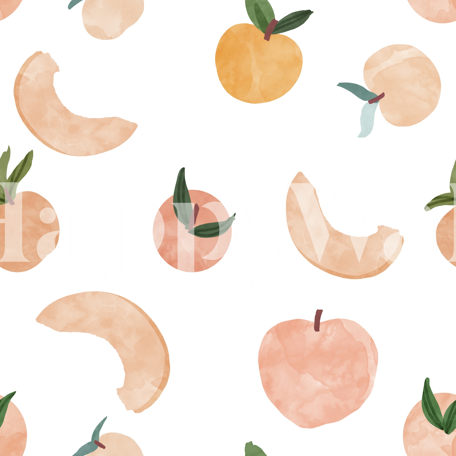 Peach Fruit Pattern Wallpaper for Kids