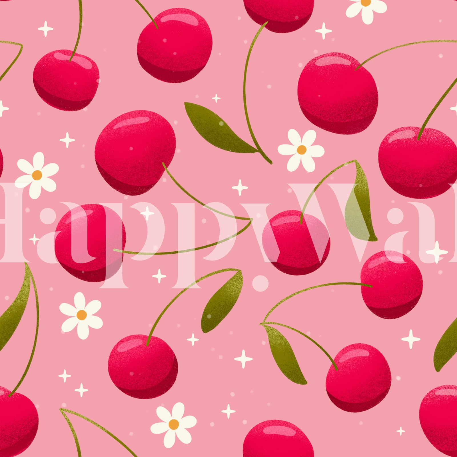 Pink Cherry Floral Wallpaper