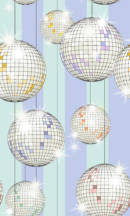 Mint Striped Disco Ball Wallpaper