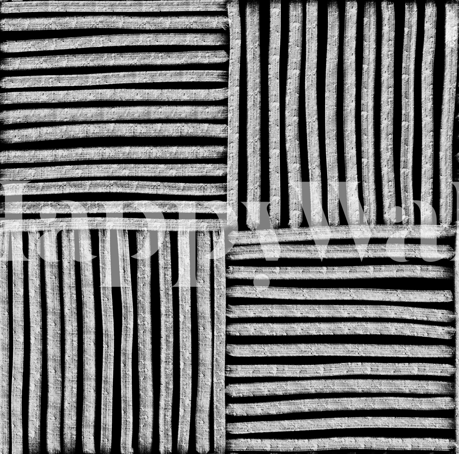 Black and White Striped Boho Wallpaper