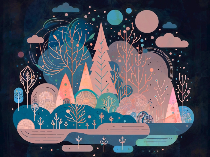 Playful Autumn Forest Night Wallpaper | happywall.com