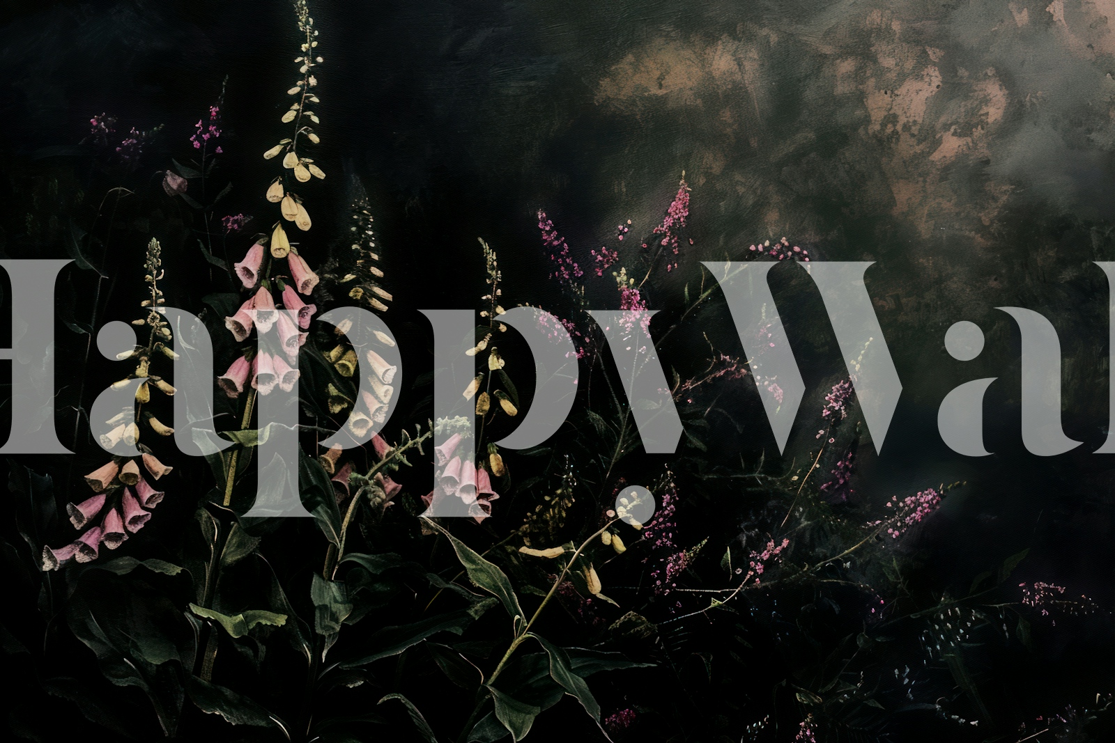 Dark Floral Wallpaper with Night Foxgloves