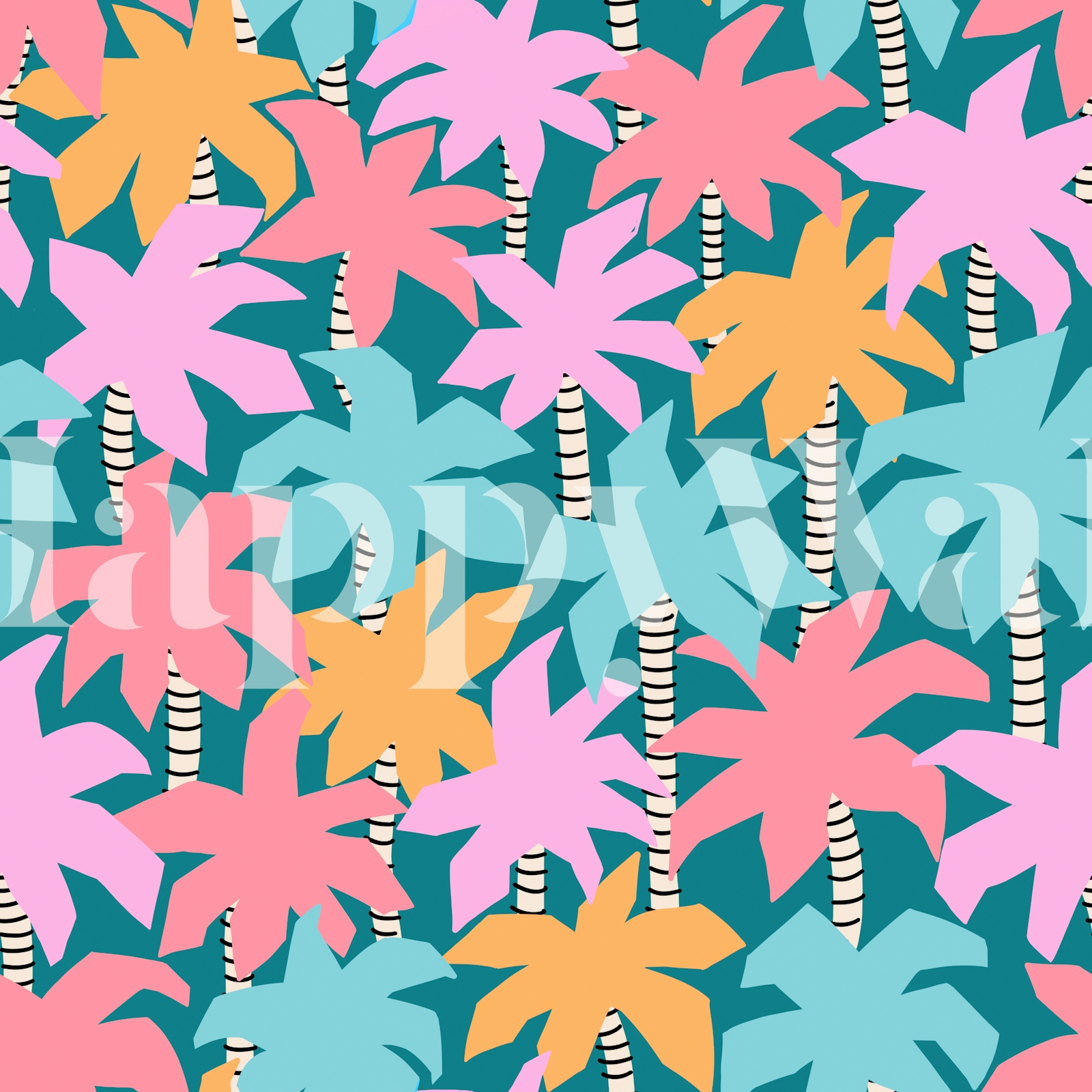 Colorful Cut Out Palm Trees Wallpaper | happywall.com
