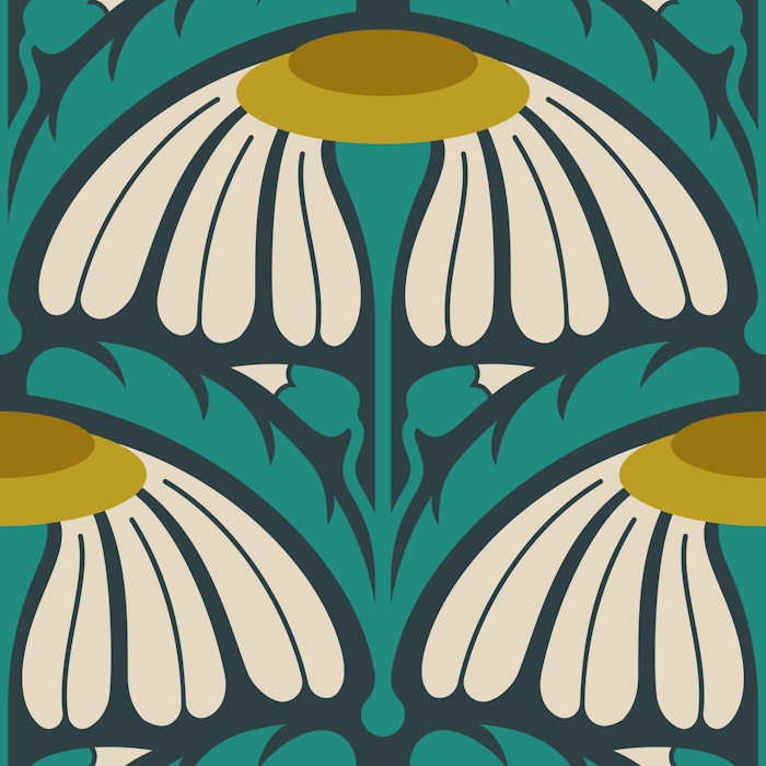 Vintage Retro Modern Floral - happywall.com