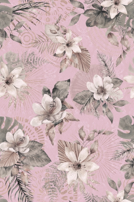 Pink Floral Boho Wallpaper for Bright Rooms