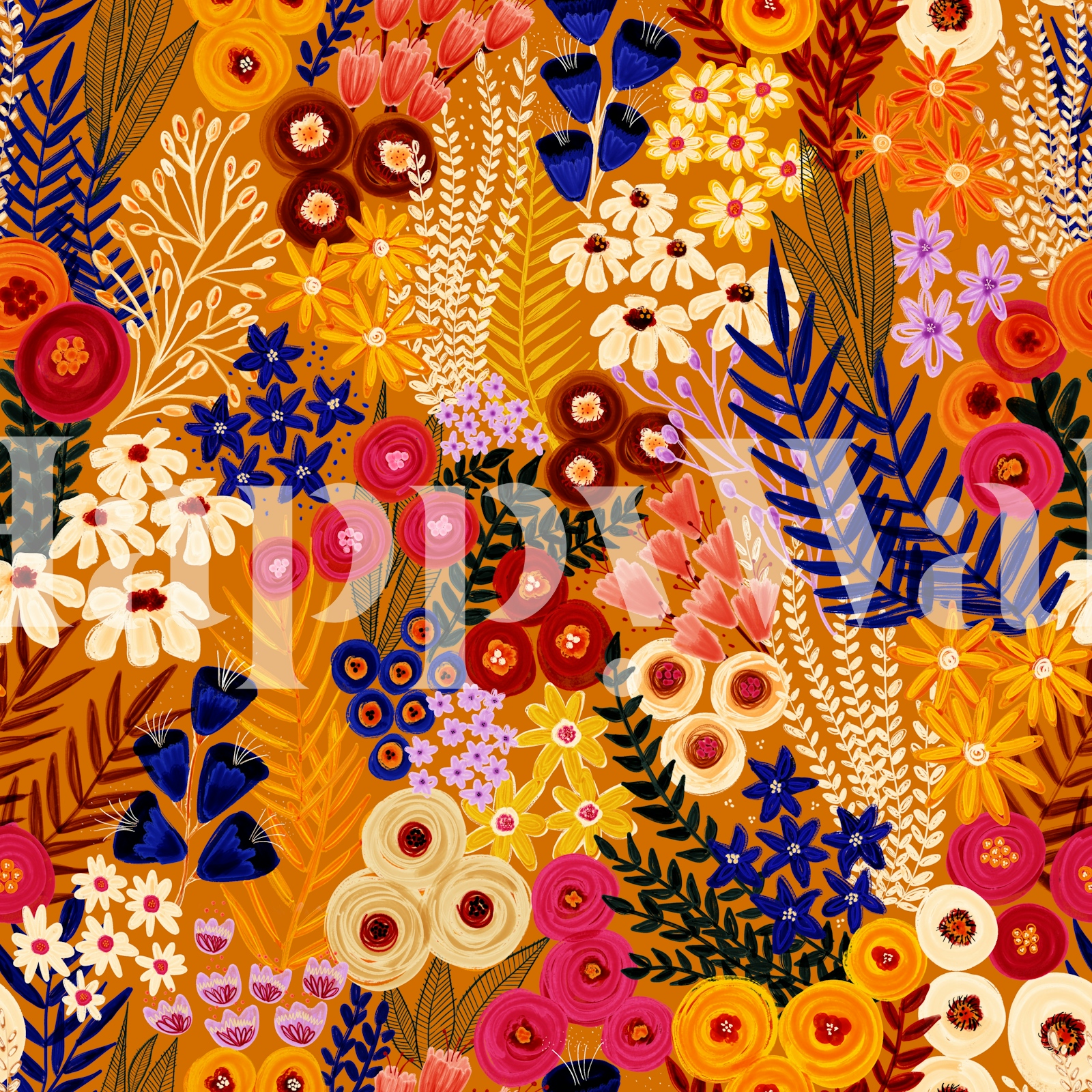 Painterly Wildflower Meadow Wallpaper | Happywall.com