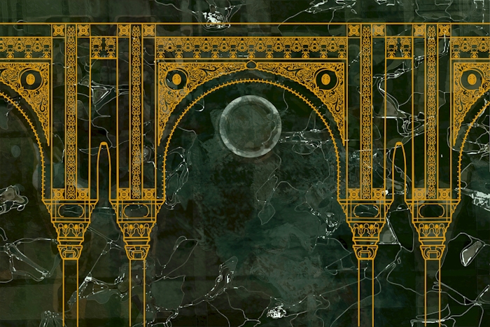 Boho Luxury Marble Green and Gold Wallpaper