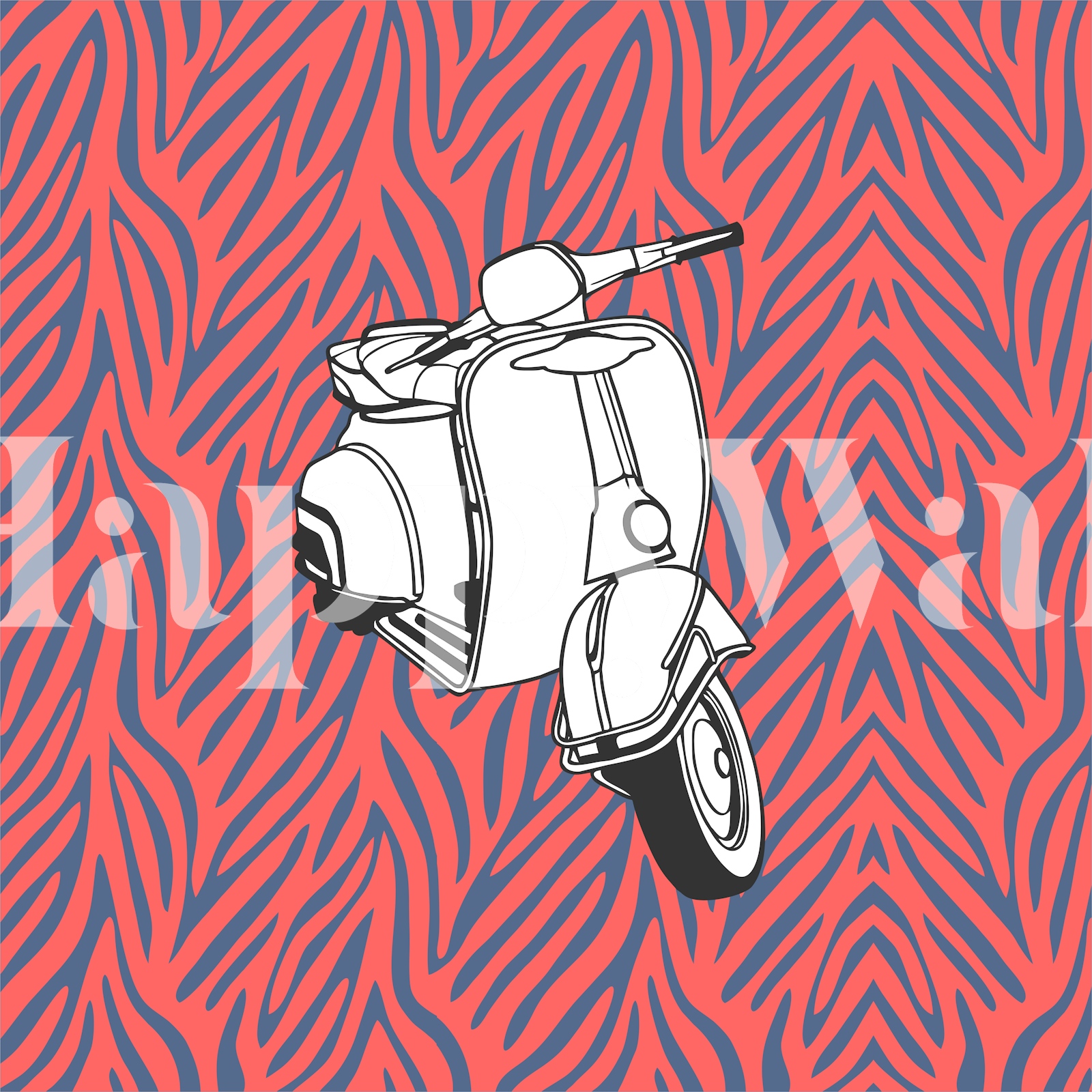 Vespa Graphic Coral Navy Wallpaper