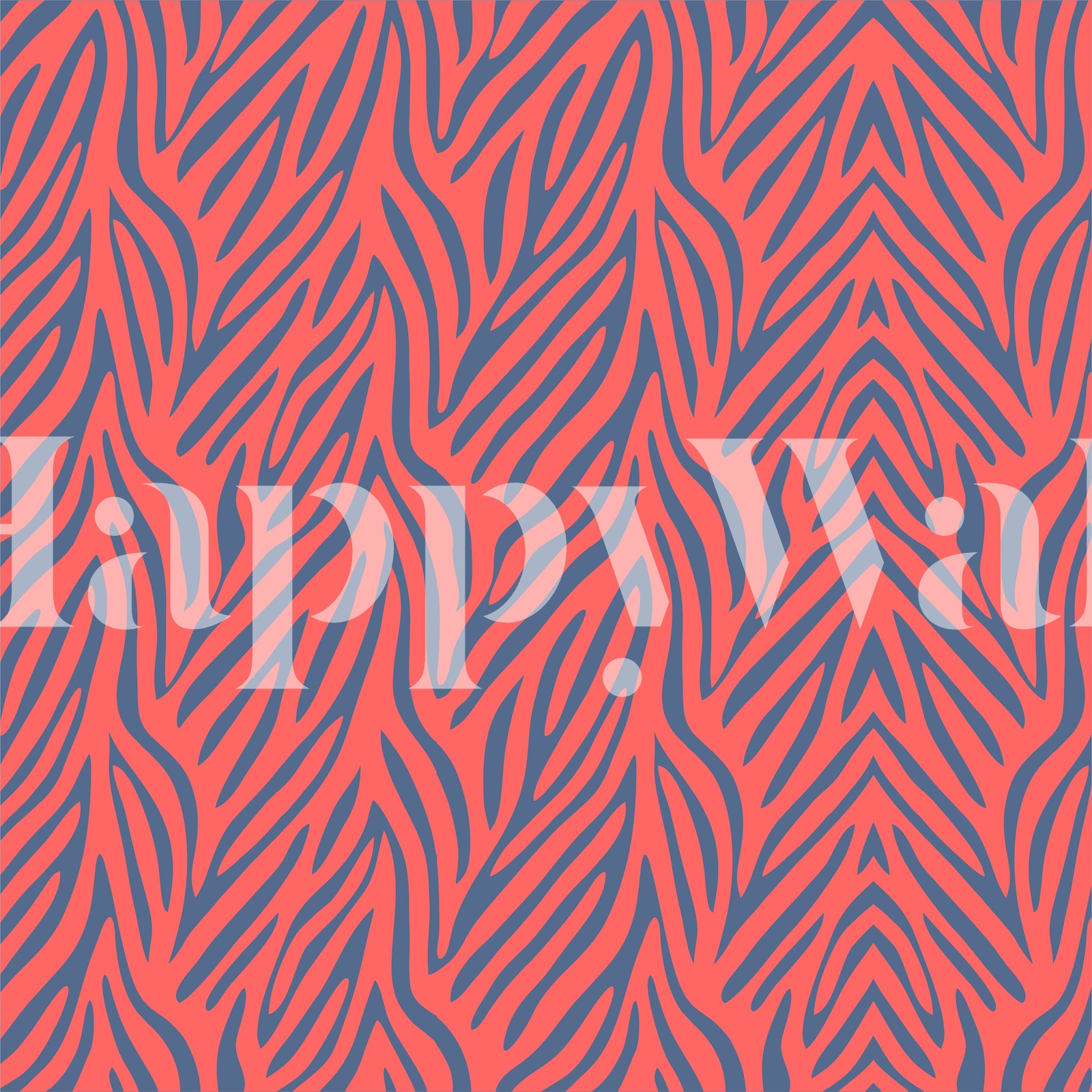 Coral and Navy Blue Animal Pattern Wallpaper