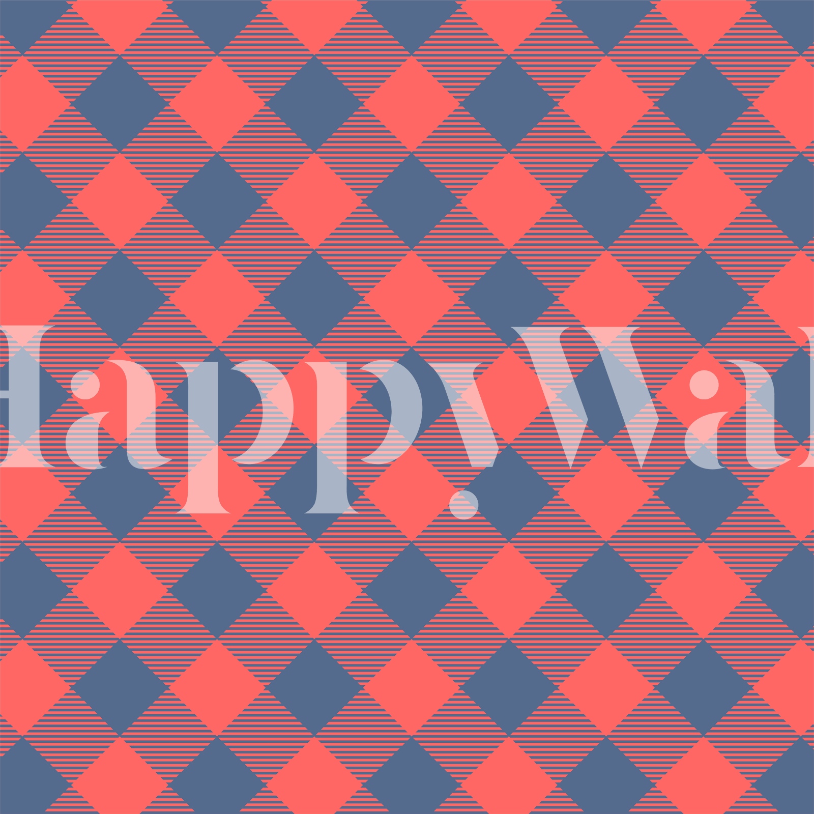 Magenta Navy Blue Checked Pattern Wallpaper