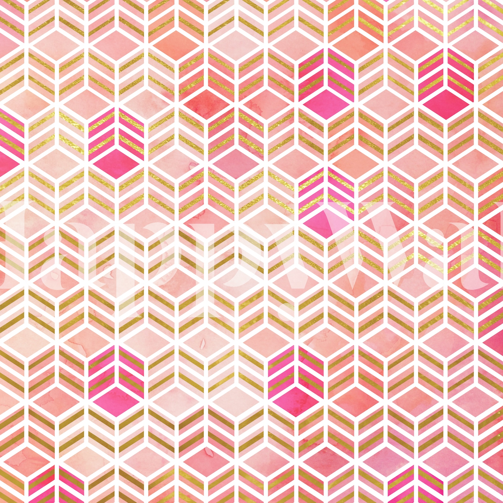 Pink Gold Geometric Wallpaper | happywall.com