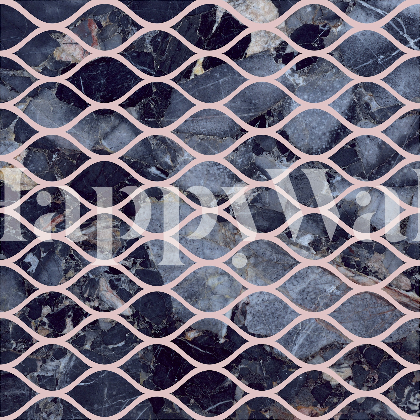 Ogee Pattern in Indigo Marble - Happywall