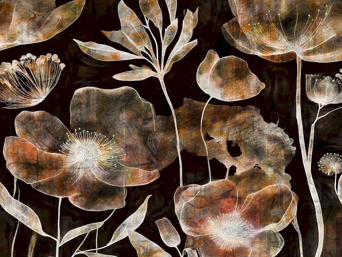 Moody Wabi Sabi Japandi Flowers Wallpaper