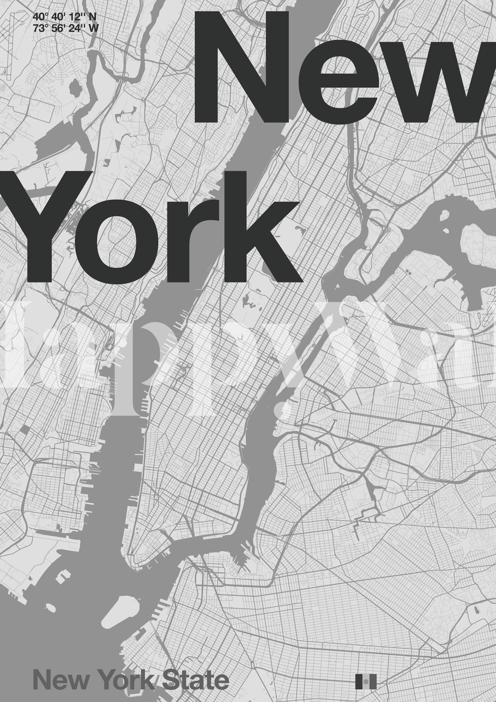 New York - Minimal Map Wallpaper | happywall.com