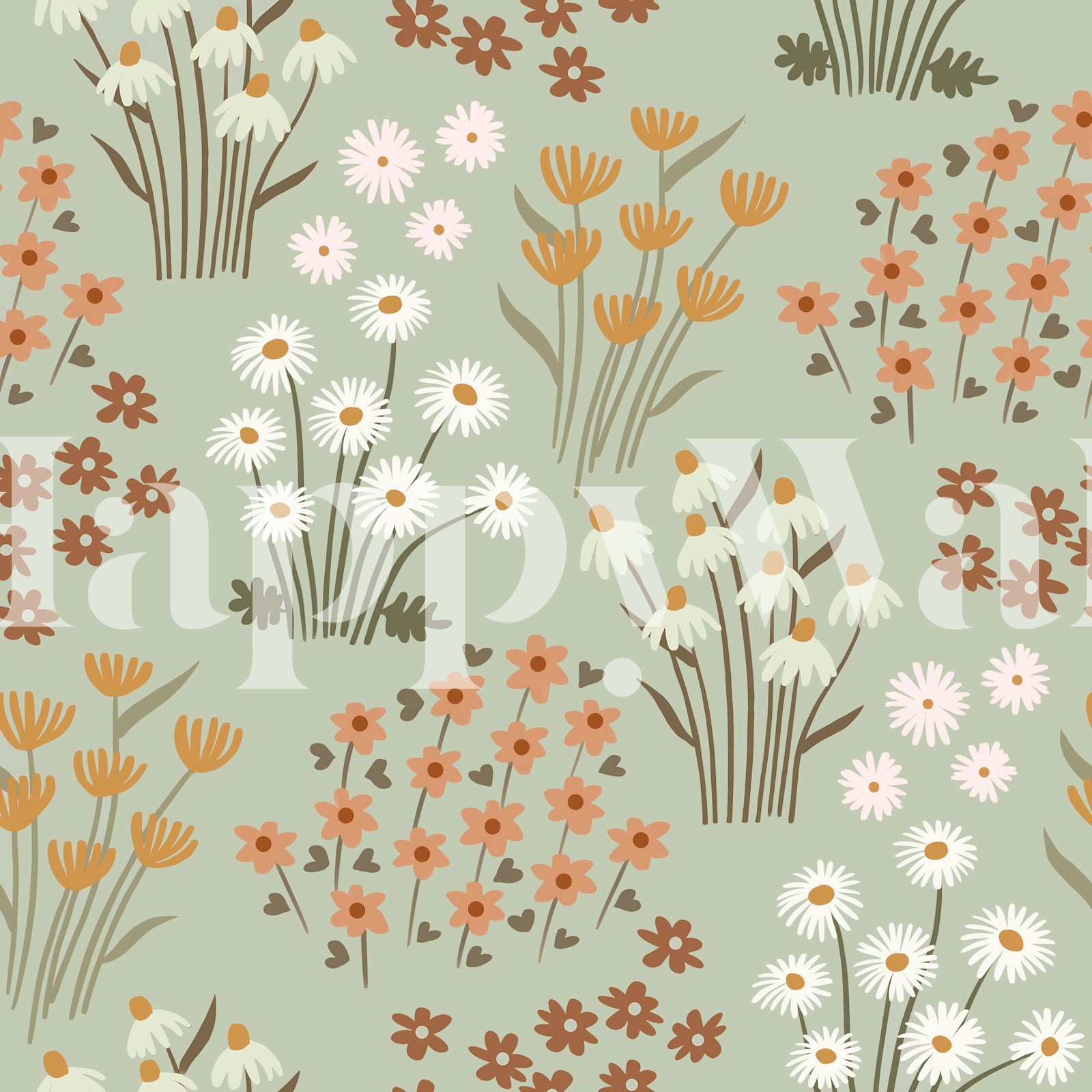 Light Green Spring Meadow Wallpaper - Happywall.com