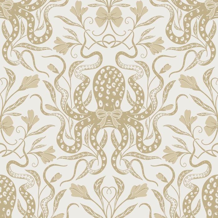 Beige Octopus Wallpaper - Happywall