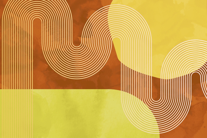 Sunny Mid Century Modern Curvy Lines Wallpaper