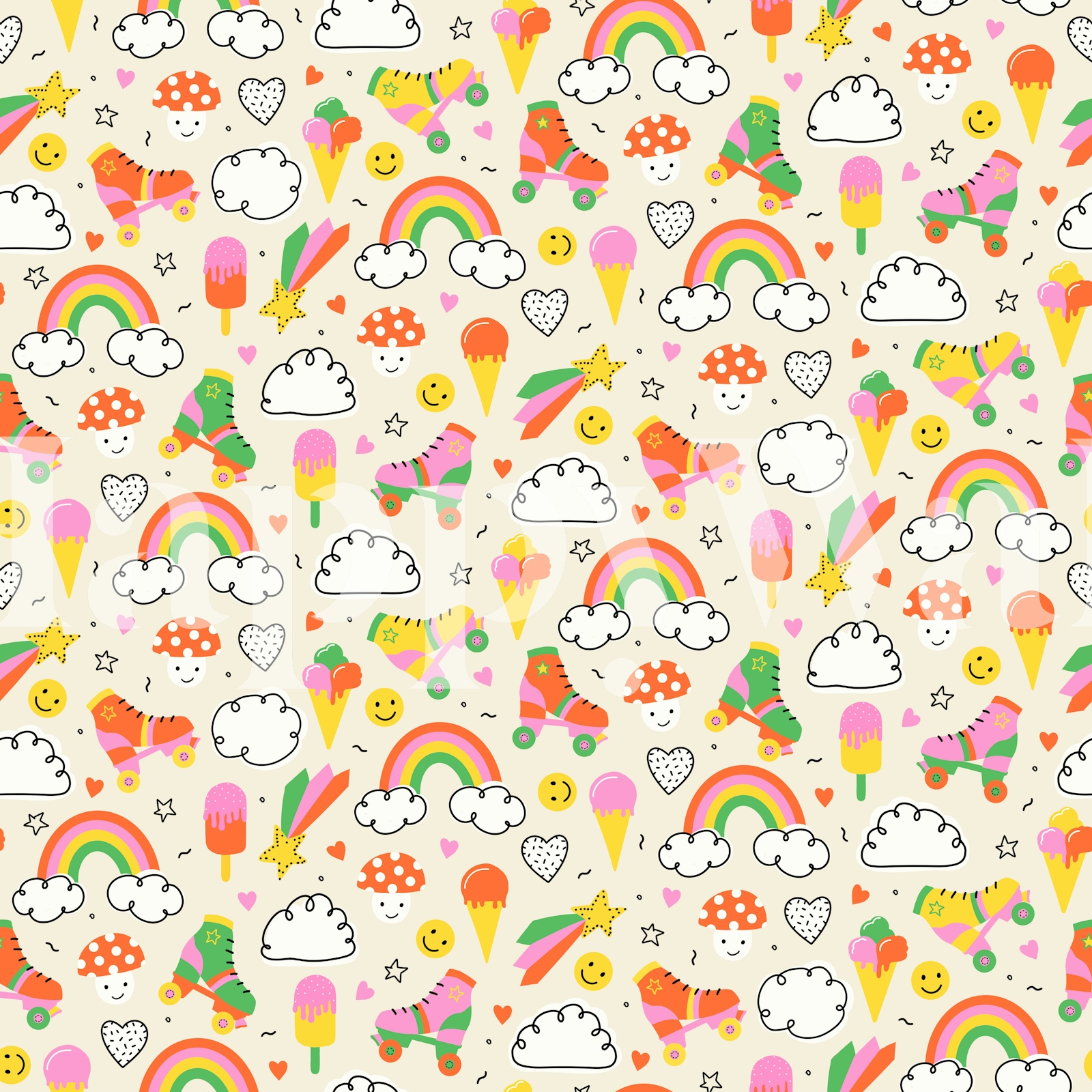 Happy 90s Groovy Pop Art Wallpaper