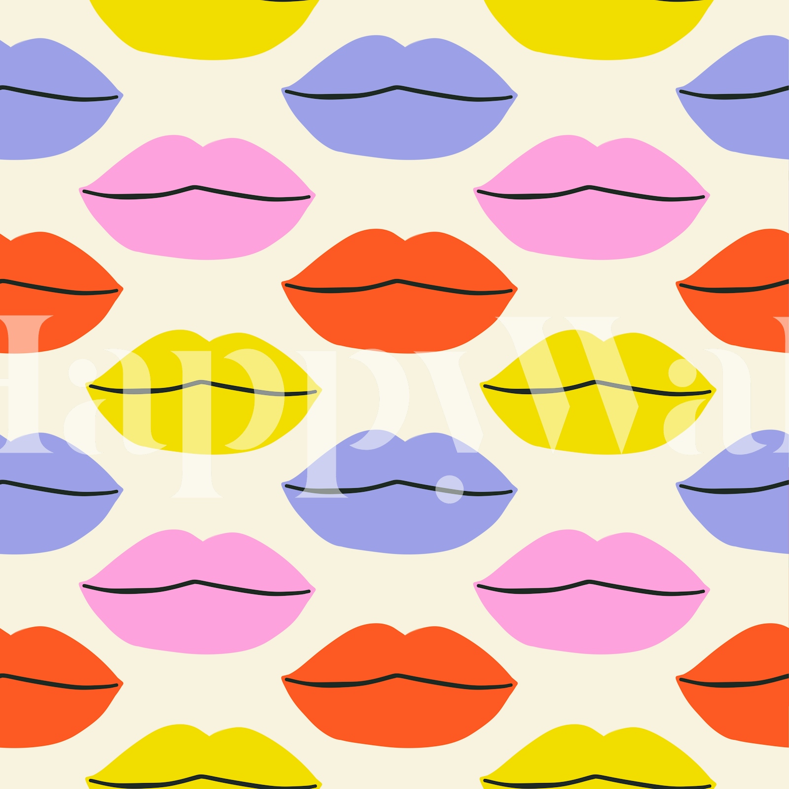 Retro Vibrant Colorful Lips Wallpaper