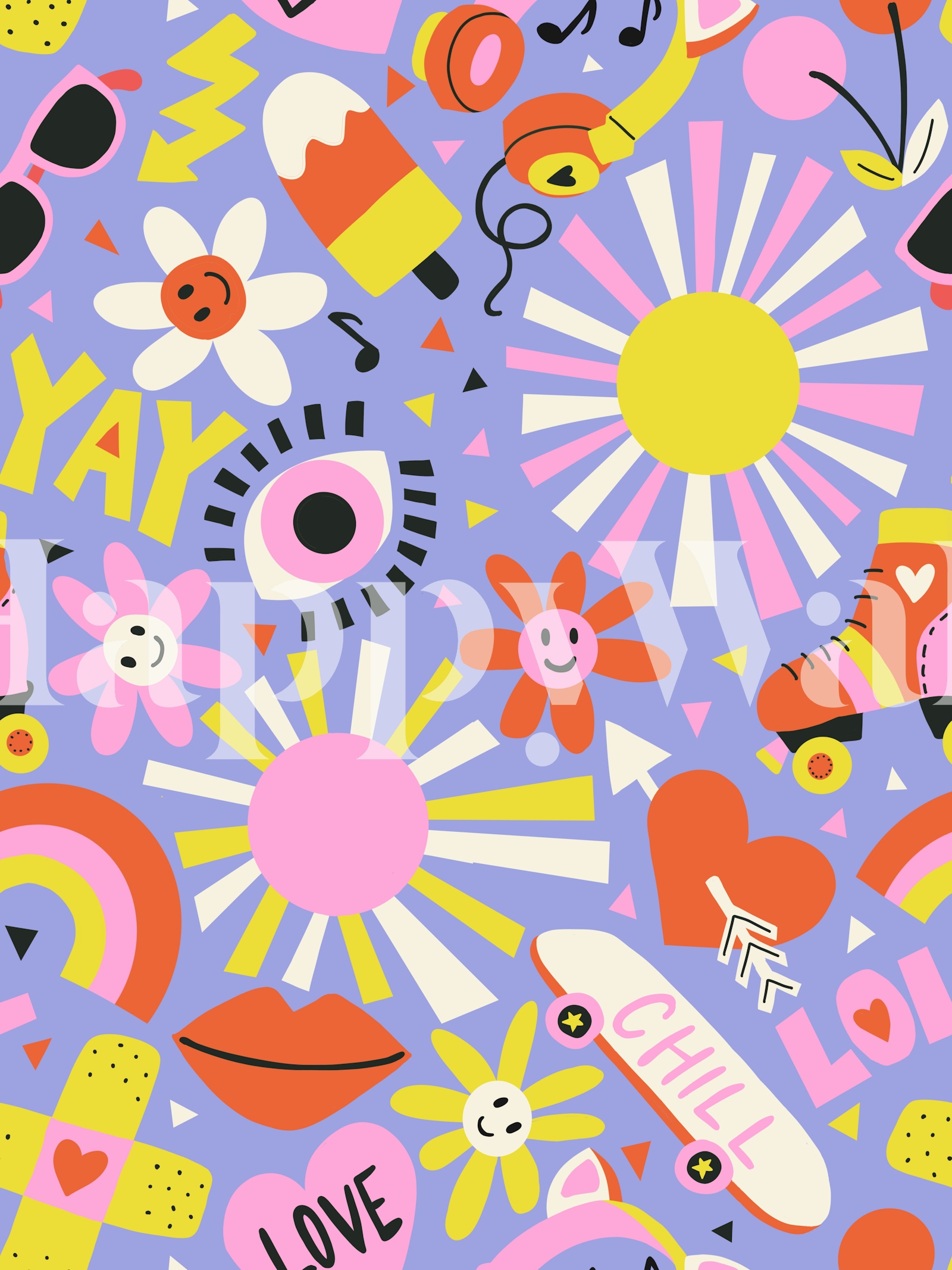 Bold Retro Tween Girl Y2K Collage wallpaper | Happywall