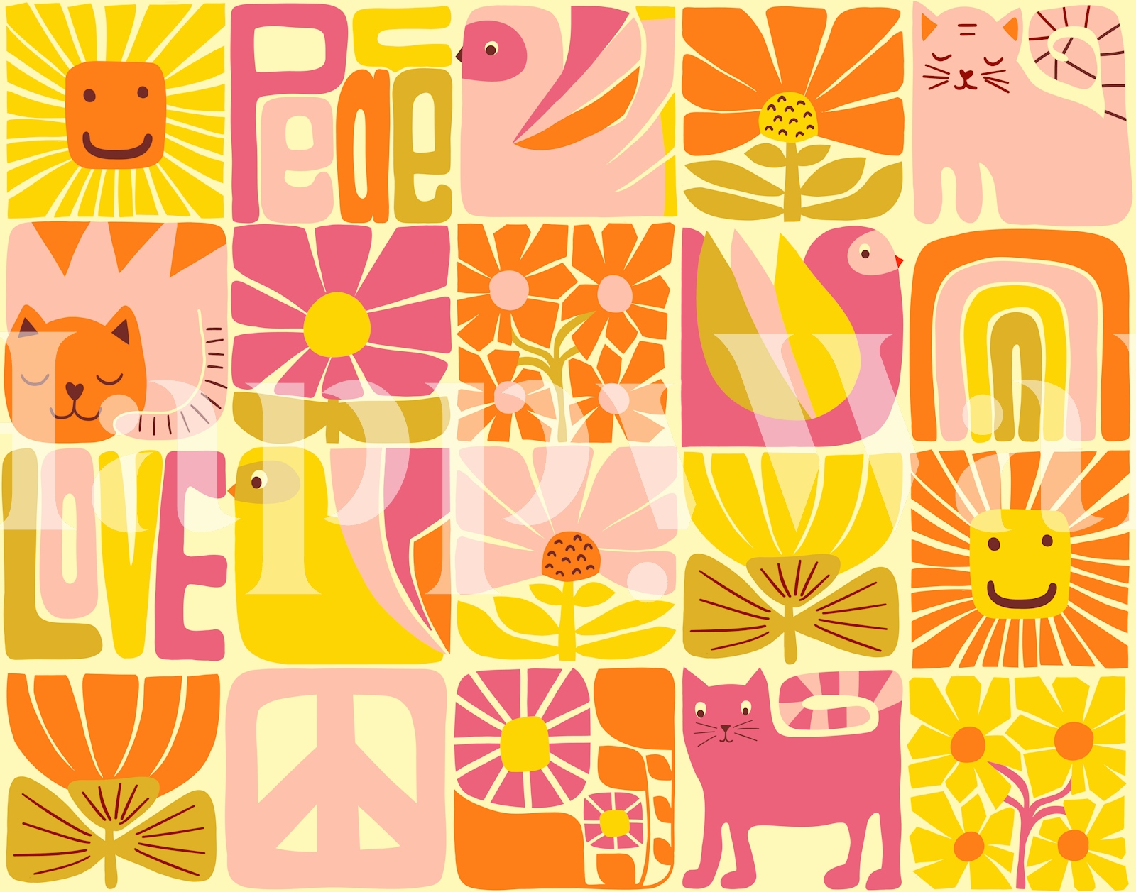 Happy Warm Tone Checkerboard Wallpaper