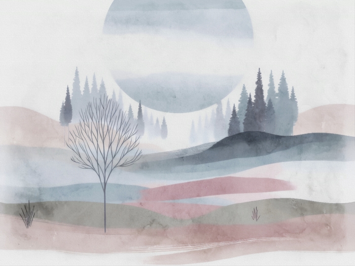 80s Pastel Forest Wallpaper - Happywall