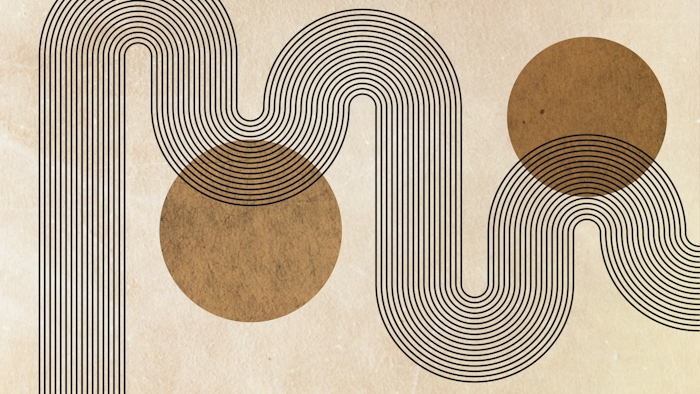 Abstract Line Art Wallpaper in Earth Tones