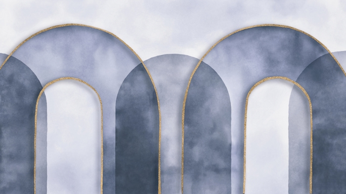Mid Century Blue Arch Wallpaper Design