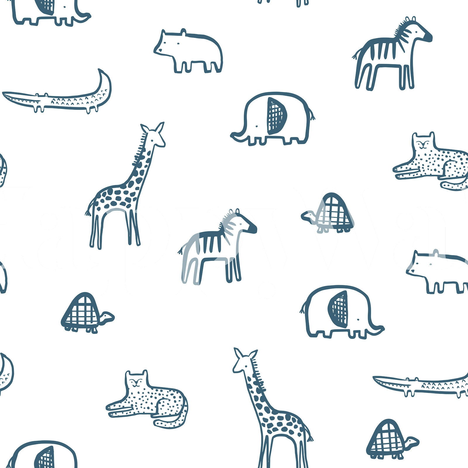 Inky Jungle Animal Wallpaper for Kids Room