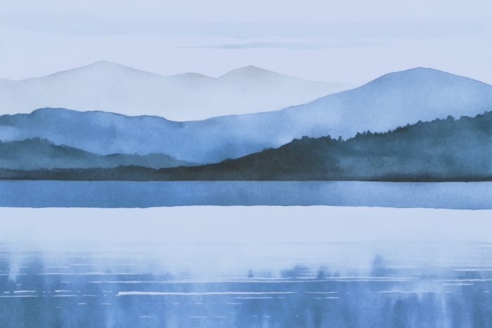 Blue Mountains Calm Landscape Wallpaper | happywall.com