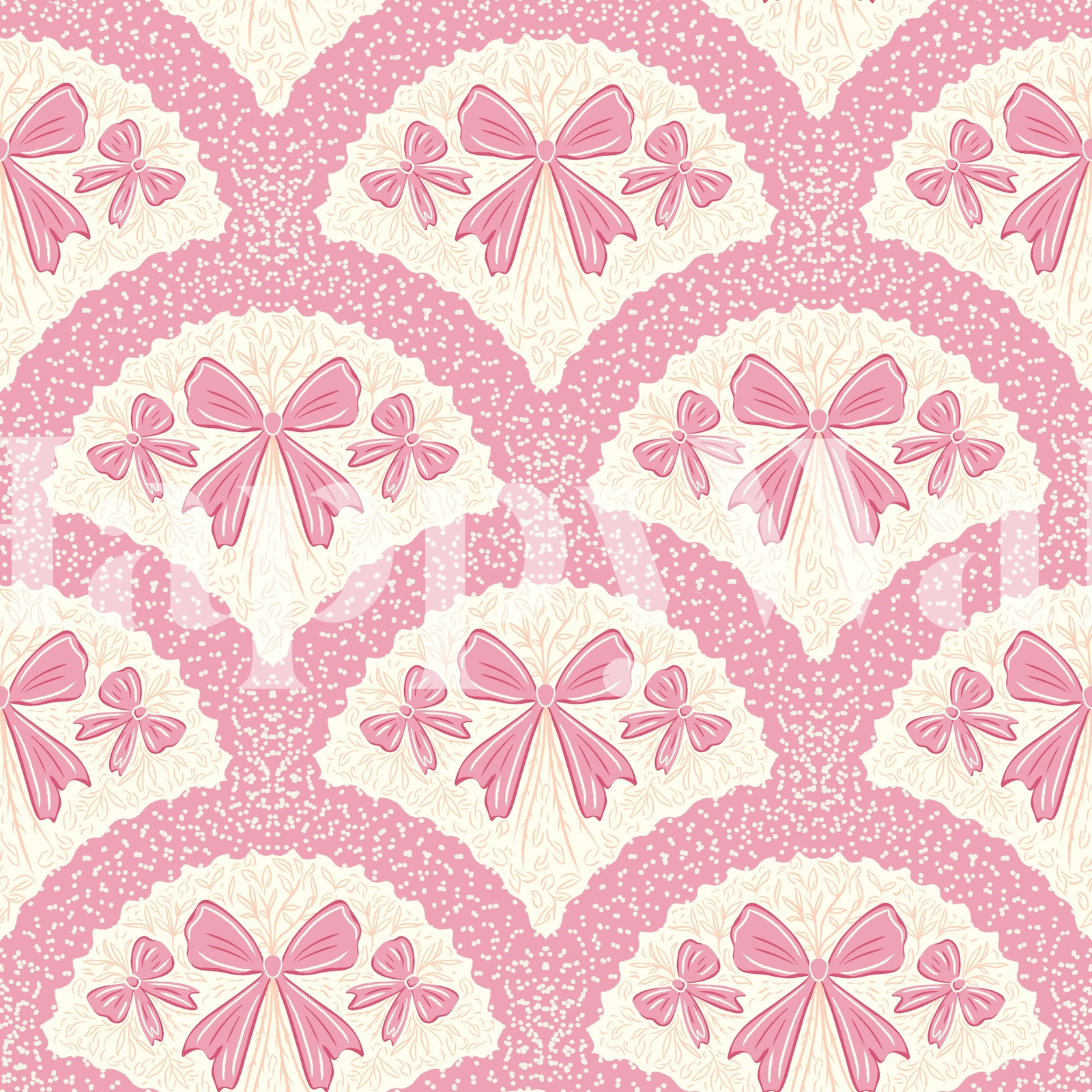 Pink Bows Floral Wallpaper for Stylish Decor