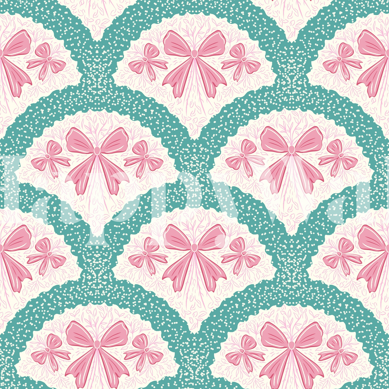 Grandmillennial Preppy Bows Wallpaper | happywall.com