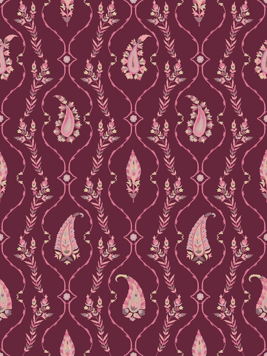 Mauve Floral Paisley Wallpaper