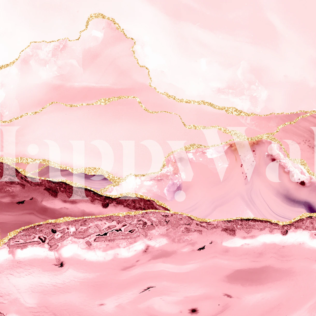 Blush Pink Marble Gold Pattern Wallpaper - Happywall