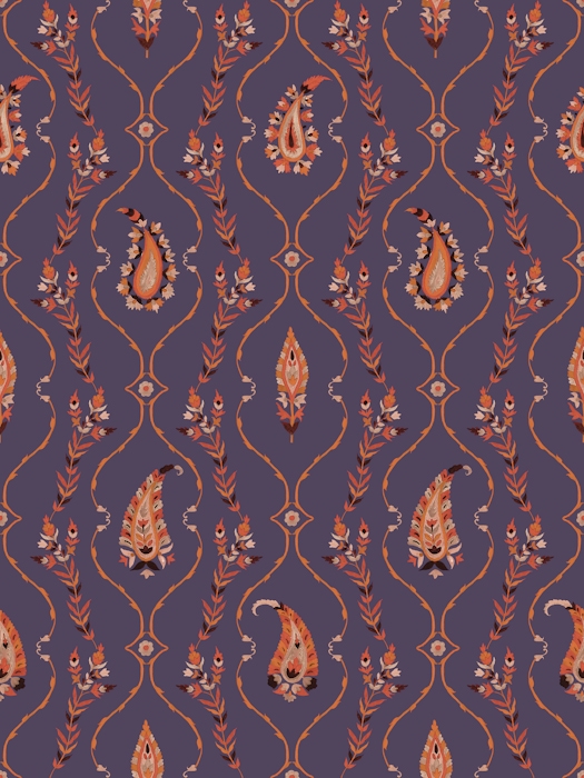 Pashmina Paisley Purple Floral Wallpaper