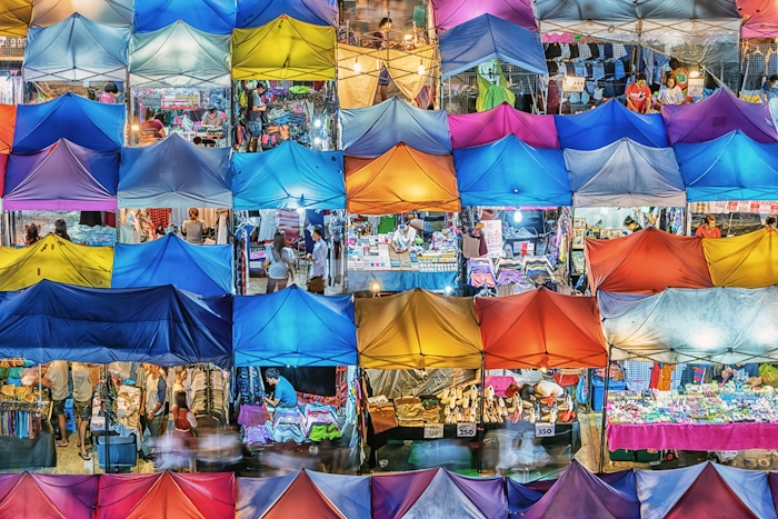Colorful Market Wallpaper - Happywall