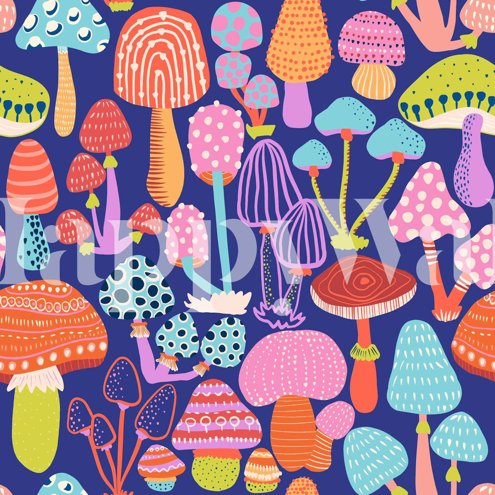Mushroom Magic Neon Botanical Fungus Wallpaper