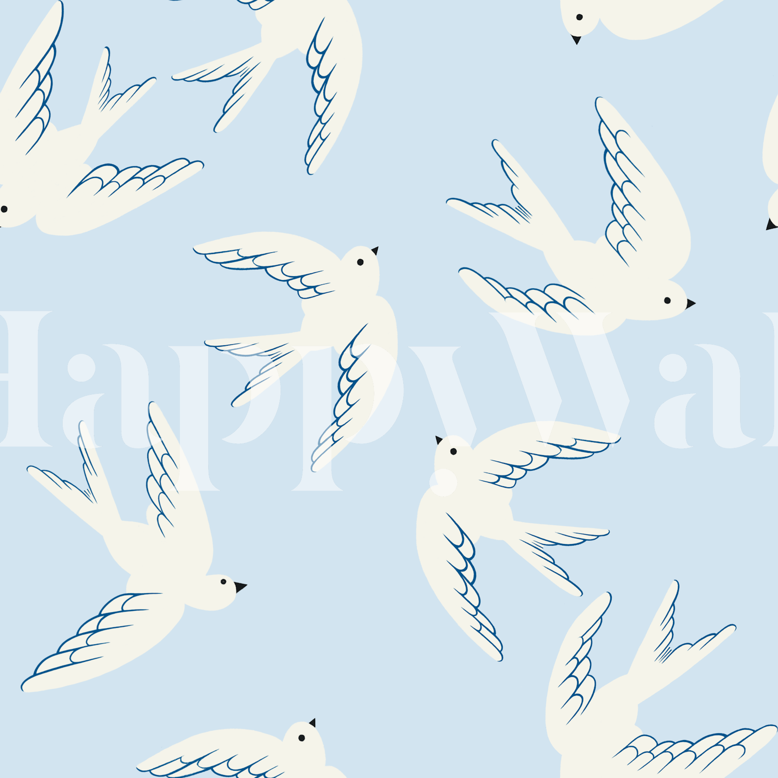 Flying Bird Wallpaper Light Blue Doves Design