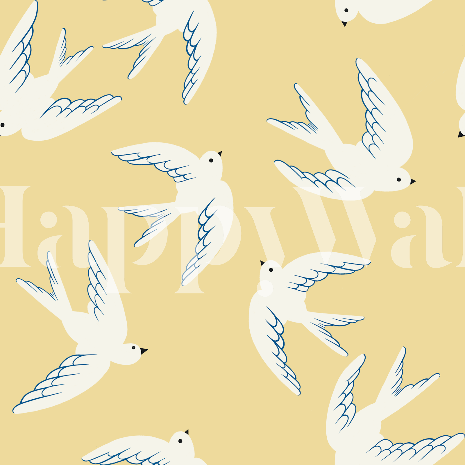 Flying Birds White Dove Yellow Wallpaper