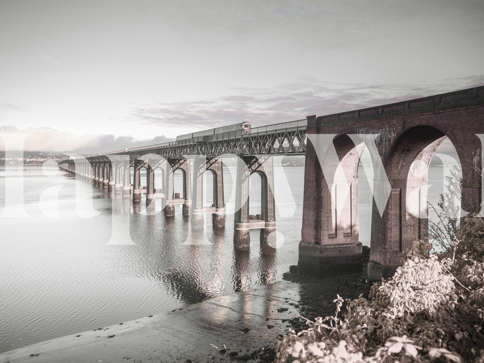 Tay Road Bridge Black and White Wallpaper