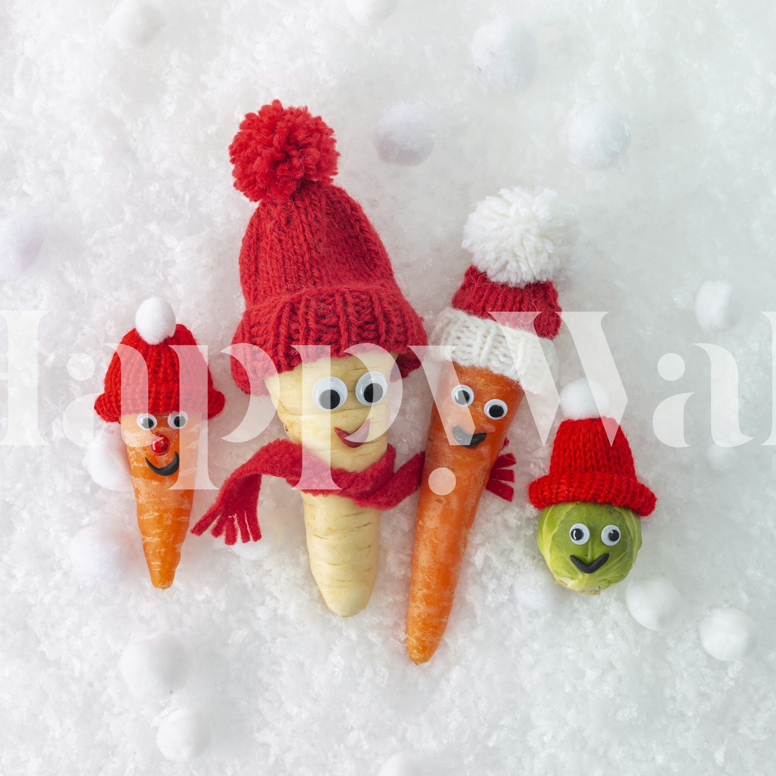 Festive Veggies Cartoon Wallpaper