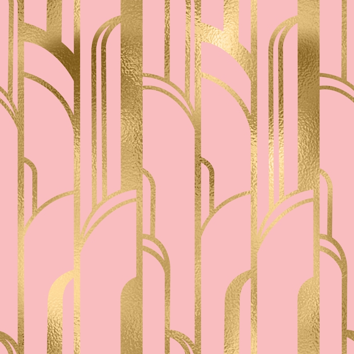 Gold and Pink Art Deco Wallpaper