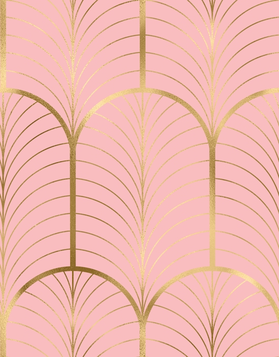 Art Deco Art 6 Gold and Pink - Happywall