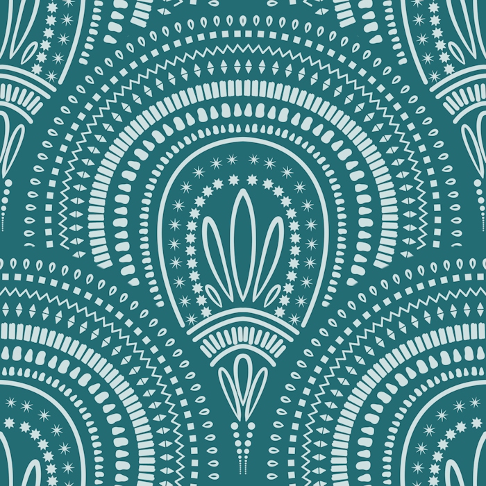 Ornamental Scallop Print - Teal | Happywall