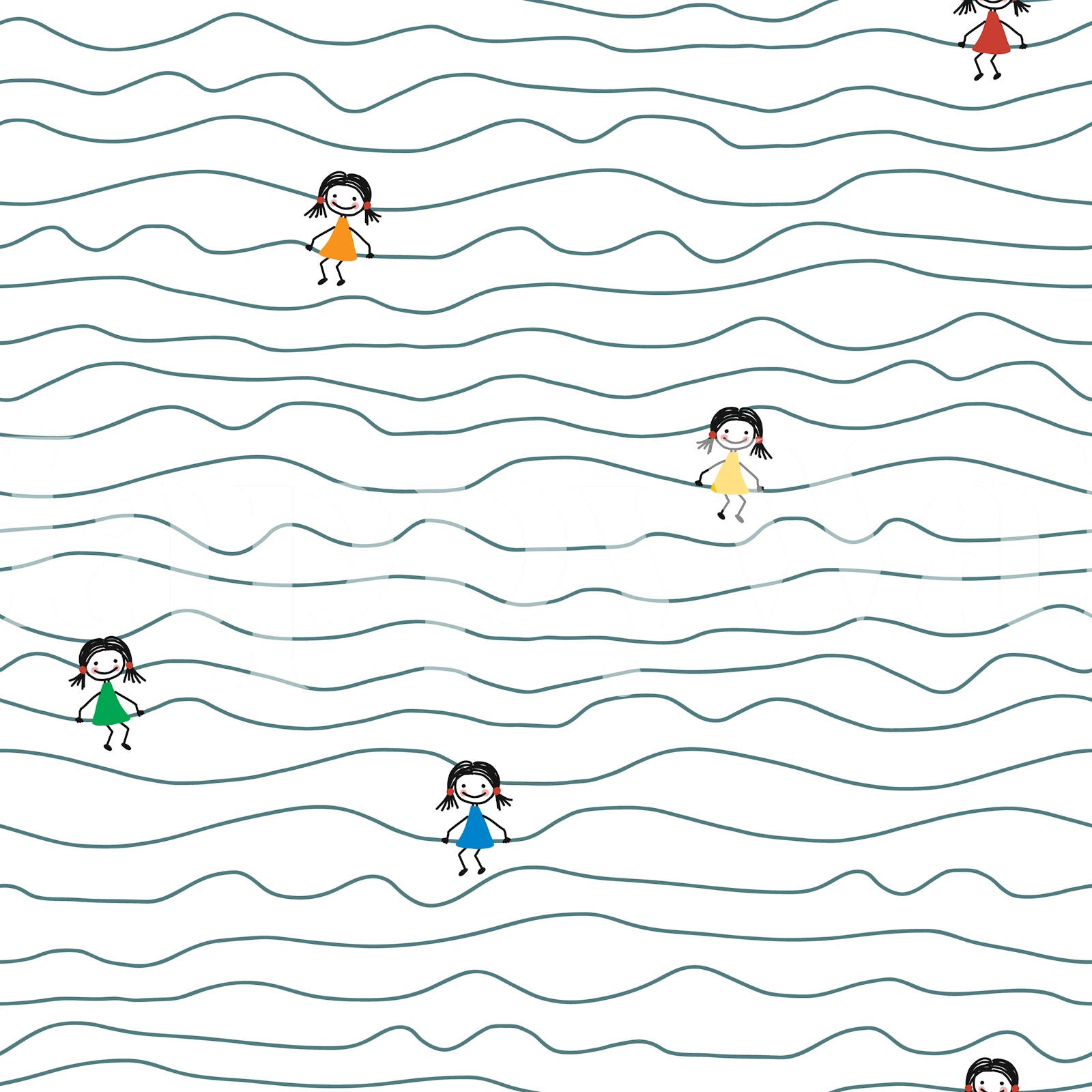 Colorful Rainbow Girls Stick Figure Wallpaper