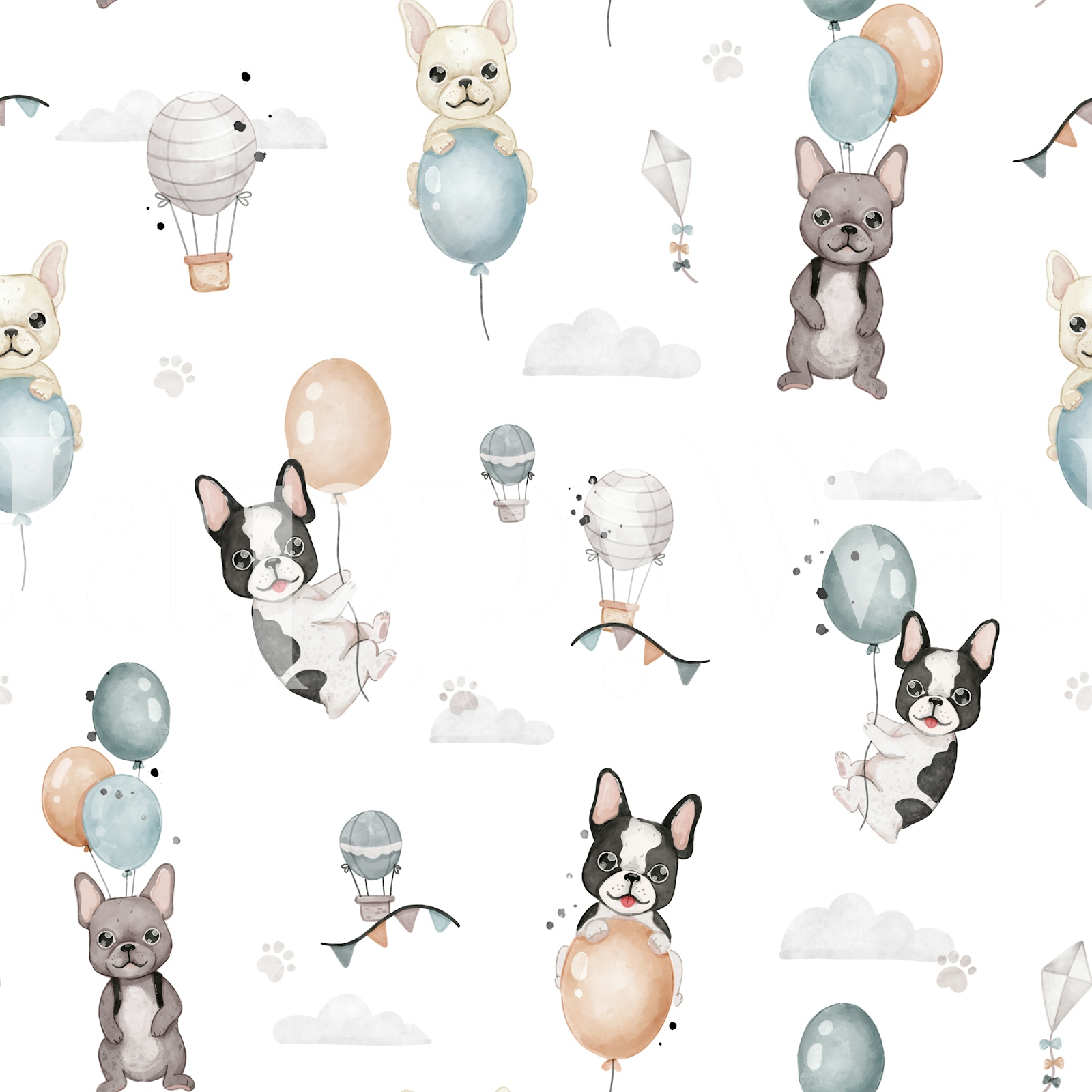 Frenchie in the Air Wallpaper | happywall.com