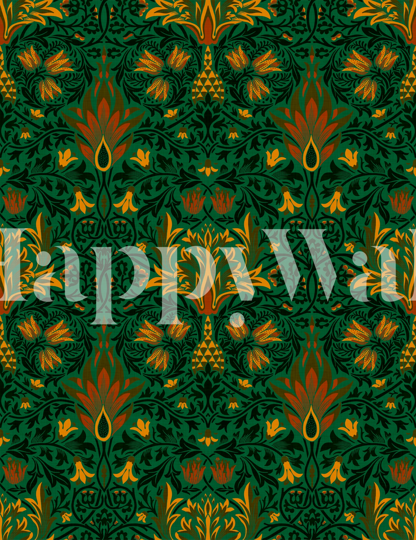 Victorian Snakeshead Pattern Green - Happywall